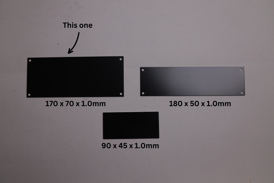 Precut Anodised Aluminium Plates 170 x 70 x 1mm – Rowmark Australia